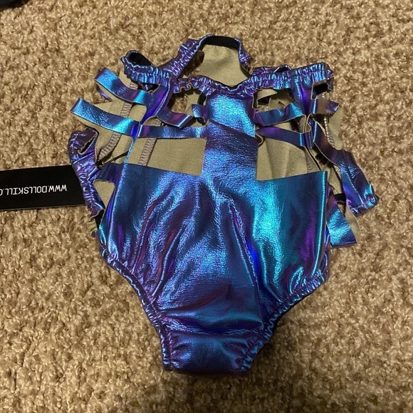 Dolls Kill | Swim | Aqua Skeletoria Metallic Cheeky Cut Out Rave ...